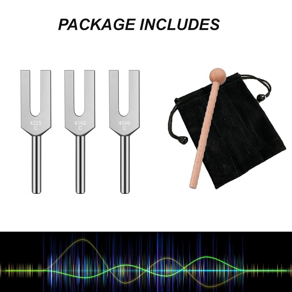 2X(Angel Tuning Fork Set - 4096 Hz, 4160 Hz, 4225 Hz - Therapeutic5404 ...