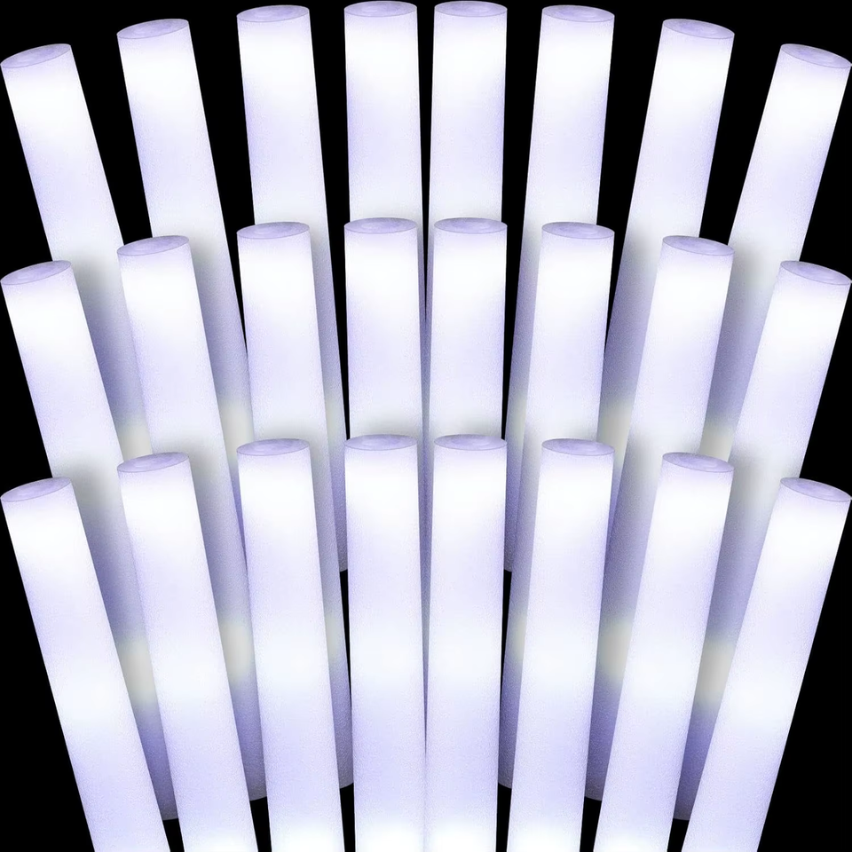 20Pcs LED Foam Glow Sticks LED Strobe Stick Light up Foam Sticks with 3 ...