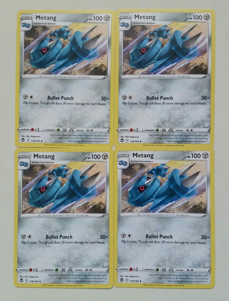 4x Pokémon TCG Silver Tempest: Metang (118/195) - Uncommon - Near Mint ...
