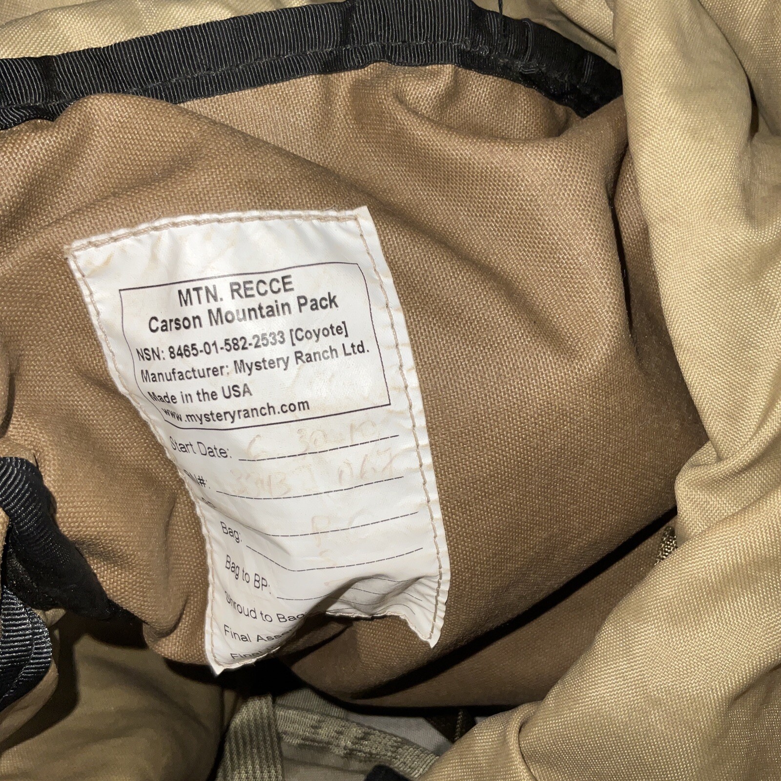 Authentic Mystery Ranch CARSON MOUNTAIN RUCK W/ Frame and 2 Pouches ...