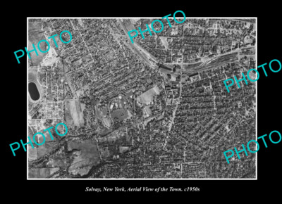 OLD LARGE HISTORIC PHOTO SOLVAY NEW YORK AERIAL VIEW OF THE TOWN c1950 ...
