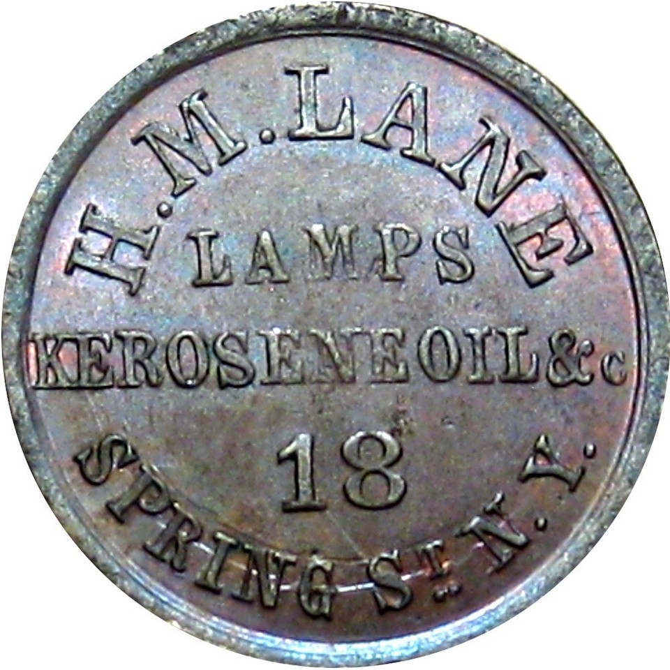 New York City Civil War Token H M Lane Kerosene Lamps George Washington ...