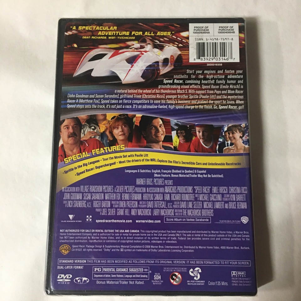 Speed Racer Movie 2008 DVD Full Screen Edition 883929031467| eBay