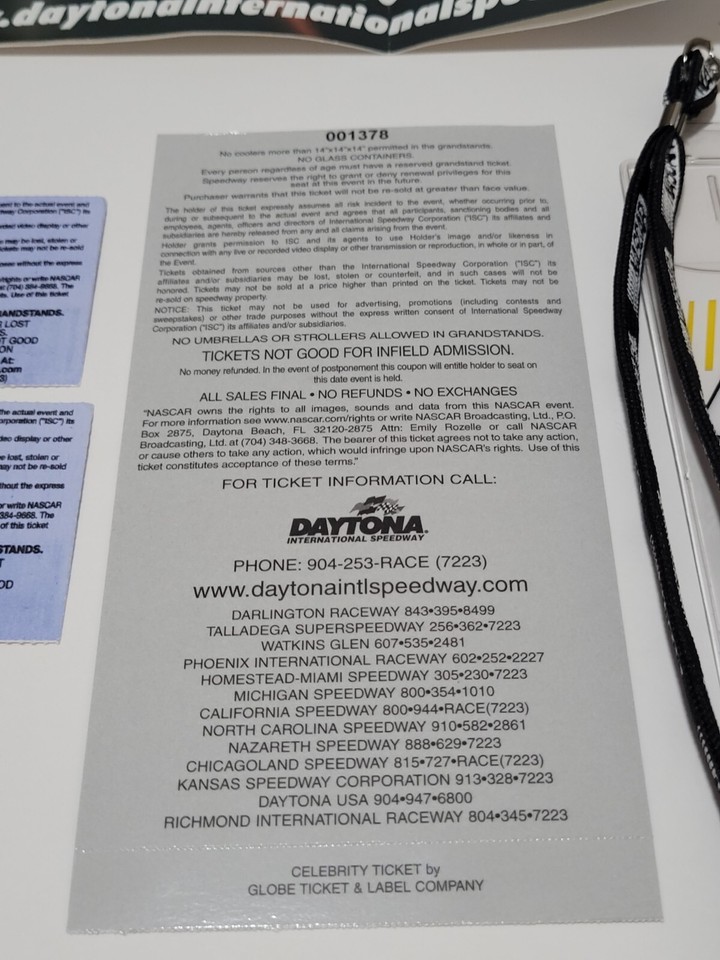 DAYTONA 500 Ticket Feb 18 2001 NASCAR Earnhardt Last Race Ticket and ...