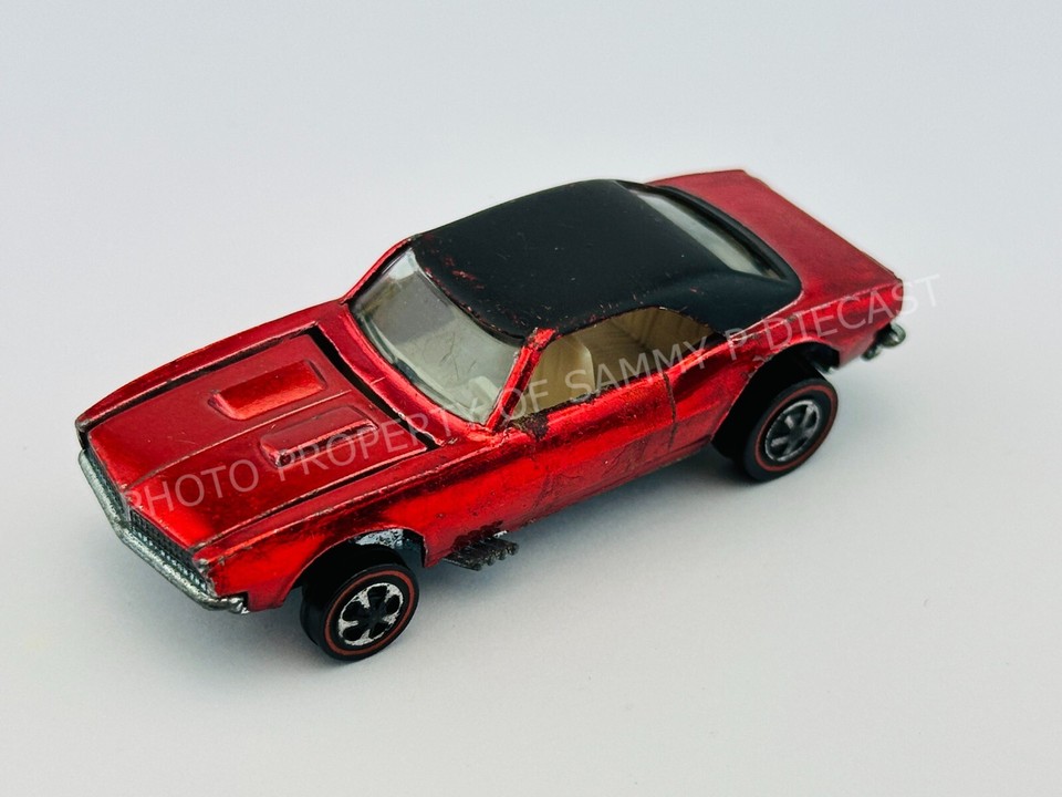 Hot Wheels Redline CUSTOM CAMARO Red US White Interior RARE UNSPUN BASE ...