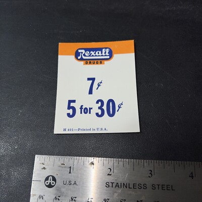Vintage Rexall Drugstore Sales Sign 7c 5 For 30c | eBay
