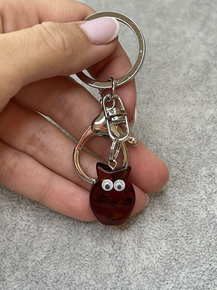 Natural BALTIC Amber Stone Keychain. Amber OWL Keychain.Amber Stone ...