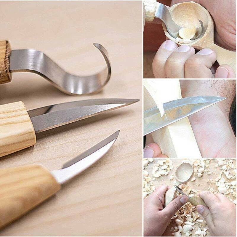 5pcs Wood Carving Hand Tools Chisel Woodworking Whittling Cutter Chip ...