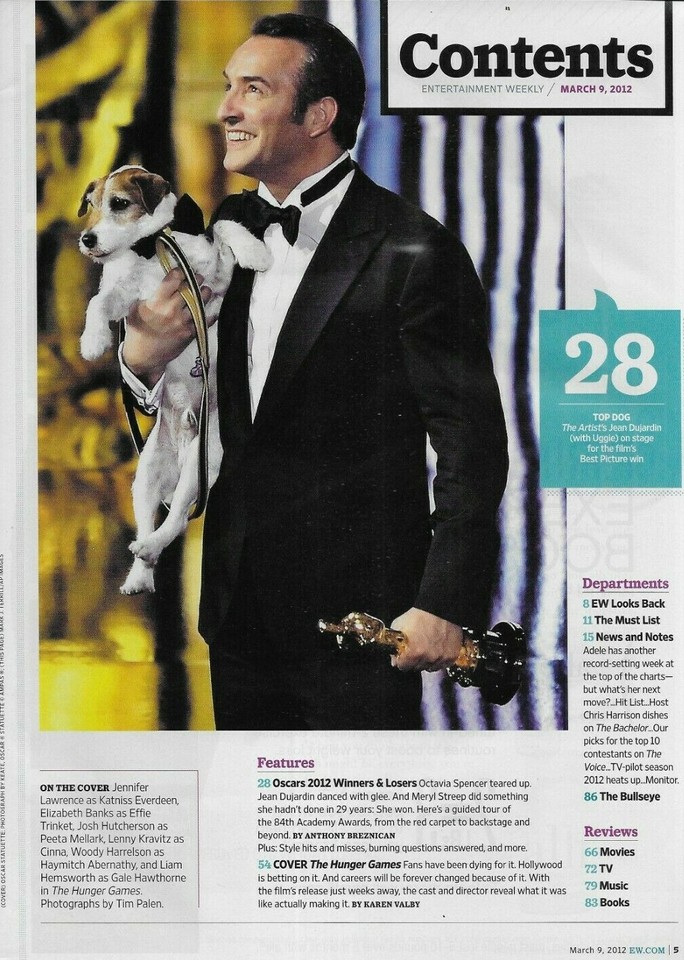 Entertainment Weekly Magazine Hunger Games Jennifer Lawrence Oscars ...