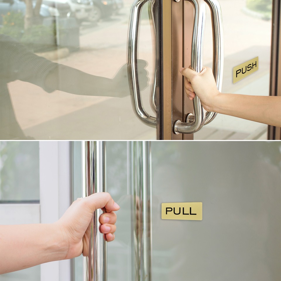 2Pcs Push Pull Door Sign Adhesive Rectangle Acrylic Sticker Marker ...