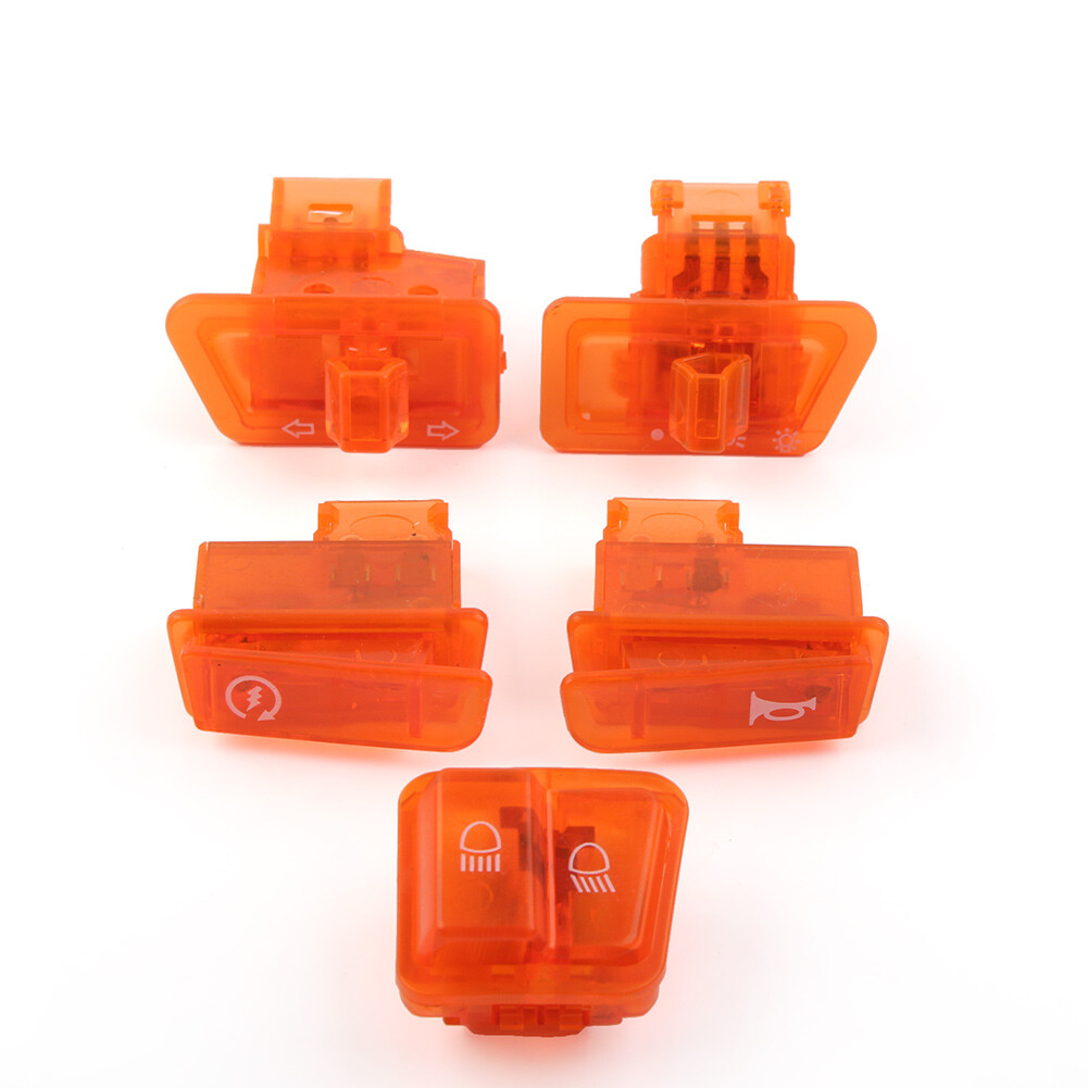 5pcs Orange Turn Signal Headlight Ignition Horn Start Switch Caps For ...