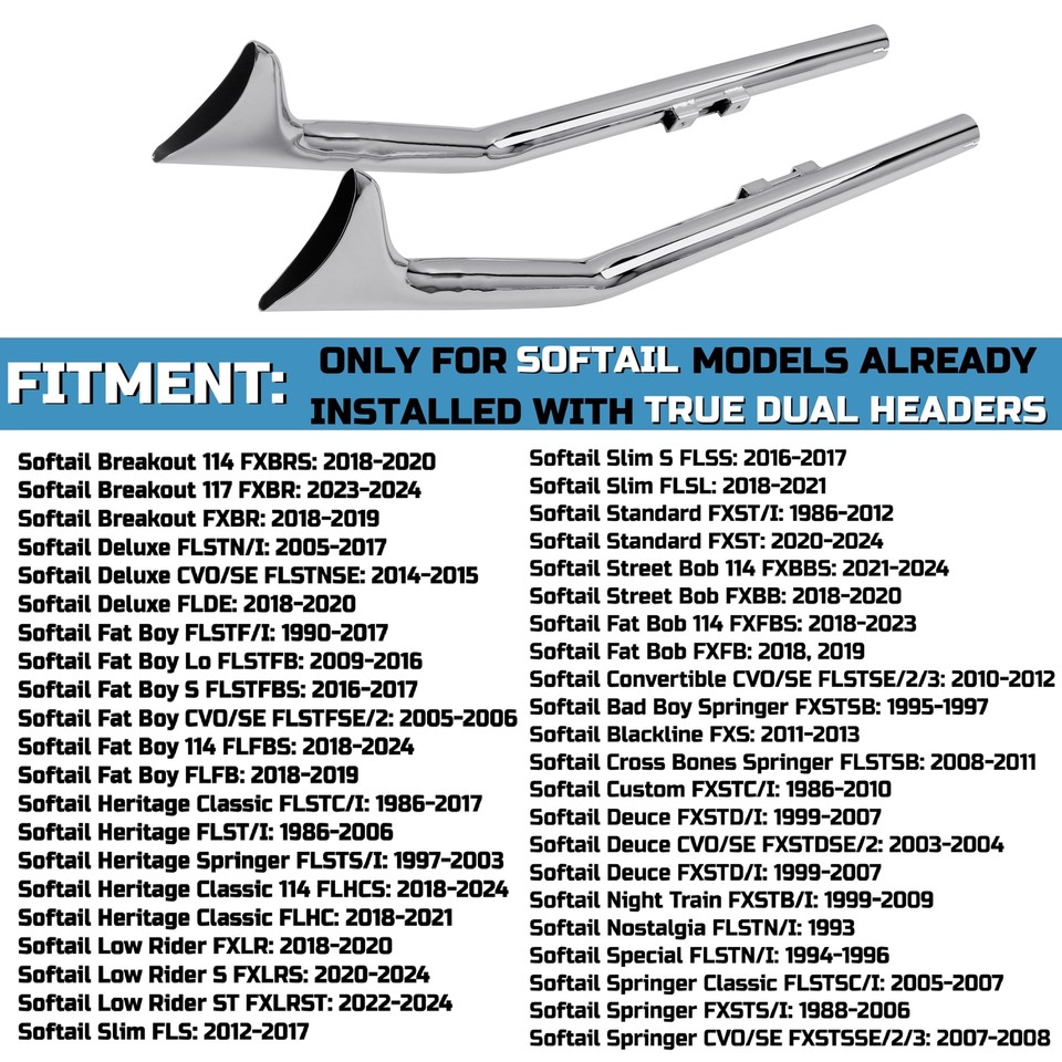 Upswept Fishtail Slip Ons for True Dual Exhaust Systems Harley Davidson ...