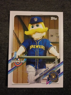2021 BERNIE BREWER TOPPS OPENING DAY M-8 MASCOT CARD MILWAUKEE BREWERS ...