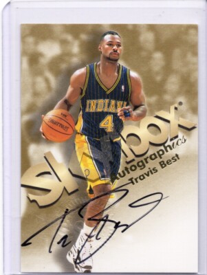 1998-99 SkyBox Autographics Travis Best On Card Auto Black Ink Indiana ...