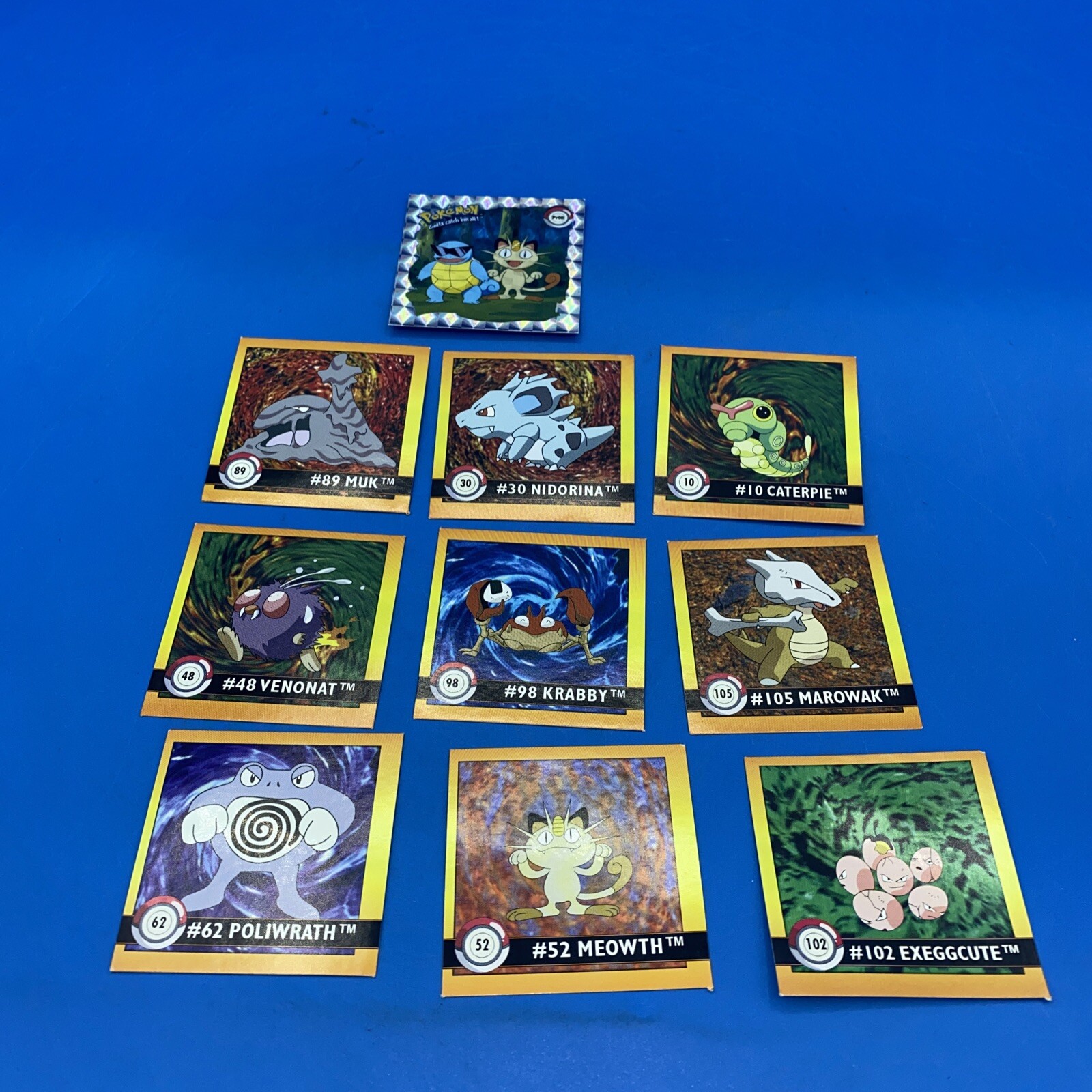 1999 Artbox Pokemon Stickers Series 1 Prizm Squirtle Meowth Pr08 plus 9 ...
