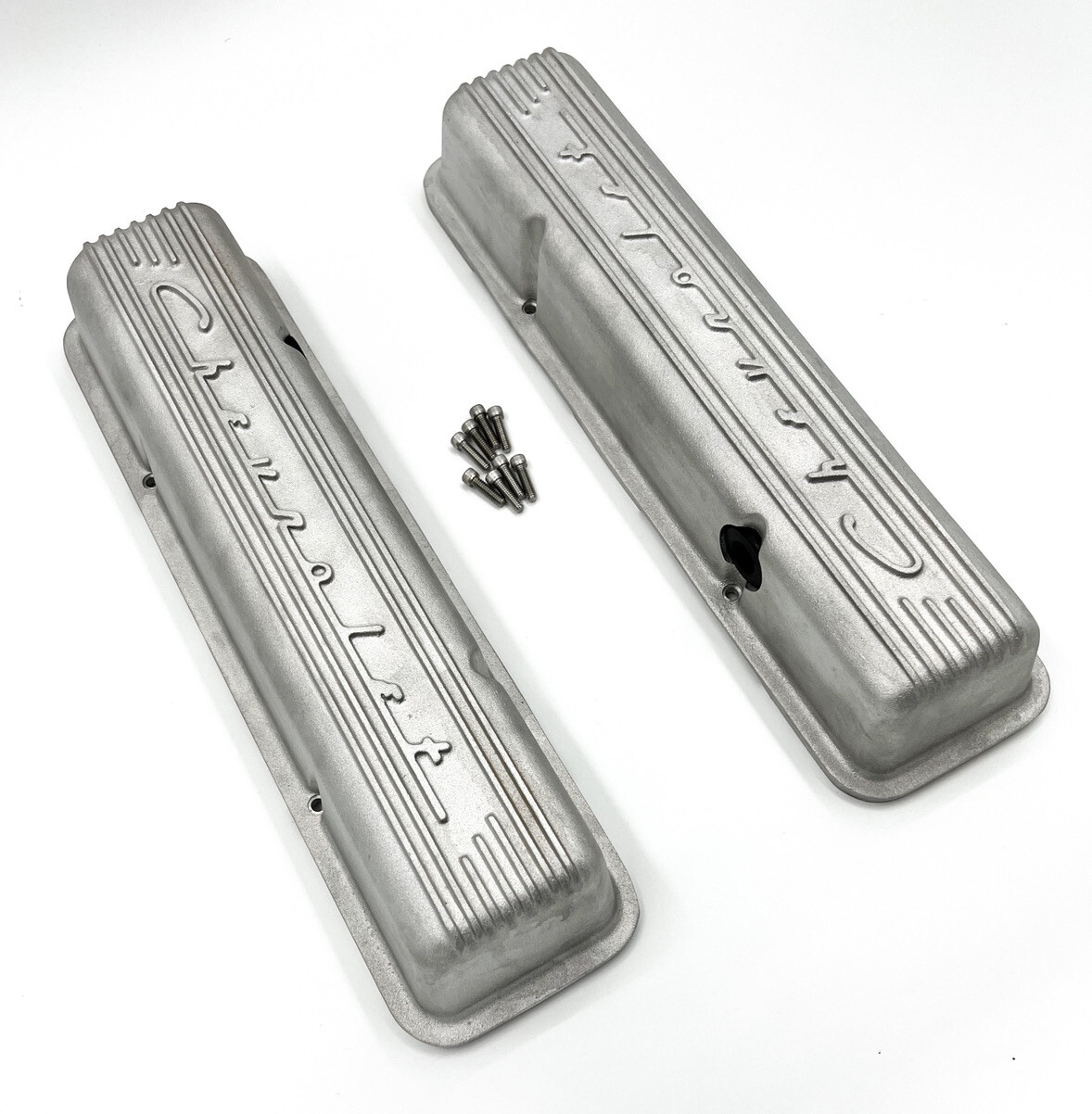Cast Finned Chevrolet Script Valve Covers For Small Block Chevy ...