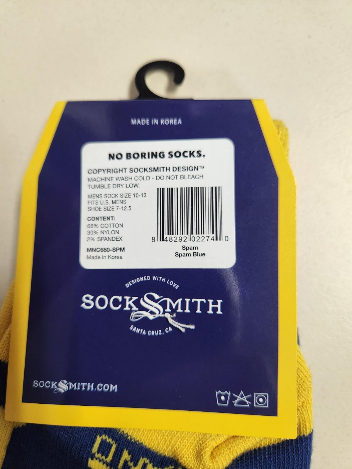 Socksmith 6utgzw1 I Heart Spam Crew Socks Size 10-13 Mens Licensed ...