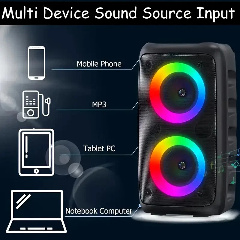 3000W Portable Bluetooth Speaker Sub Woofer Heavy Bass Sound System ...