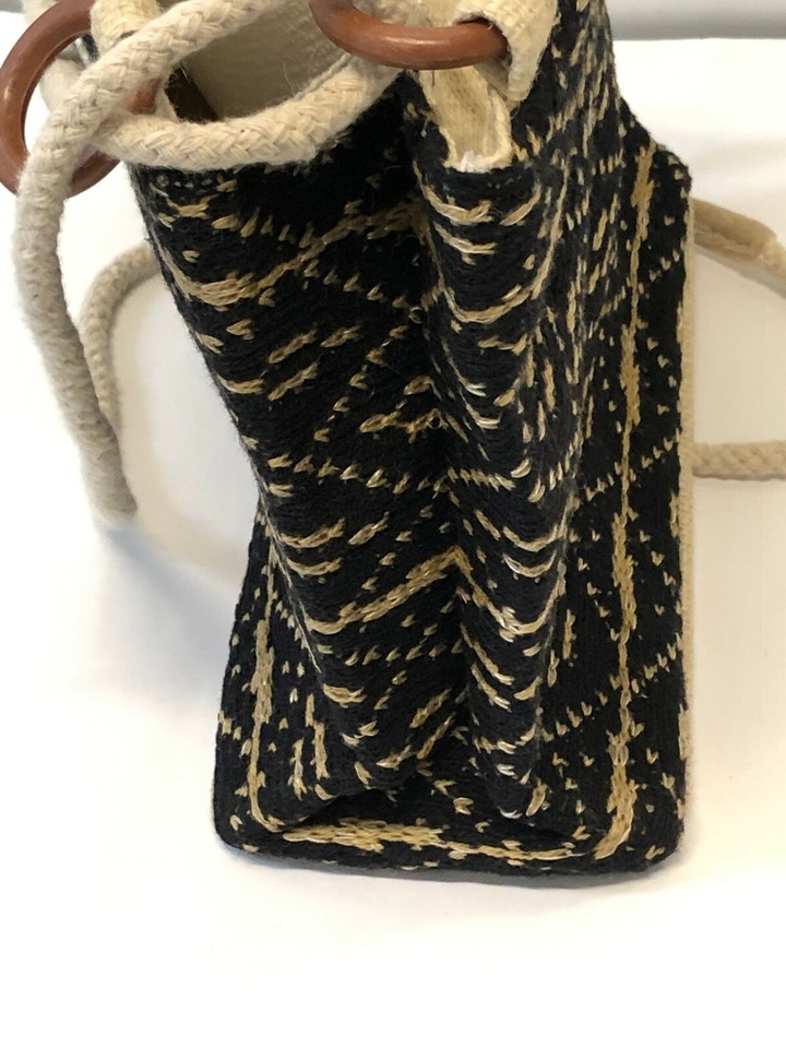 MUD CLOTH Handmade Black Ivory Gusseted Tote Bag Purse Boho EUC | eBay