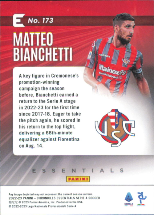2022-23 Panini Chronicles Serie A #173 Matteo Bianchetti Essentials ...