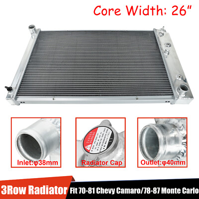 FOR 70-81 CHEVY CAMARO 78-87 MONTE CARLO 3ROW FULL ALUMINUM CORE RACING ...