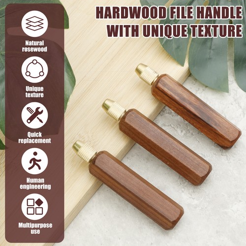 3Pcs Diamond Needle File Handle Wooden File Handle with Brass Collet ...
