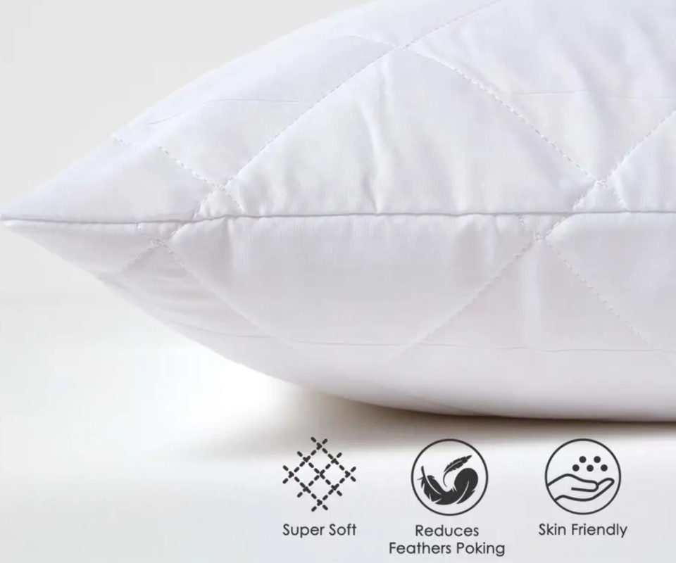 Luxury Quilted Pillow Protector with Zip & Flap Closure Anti Bug ...