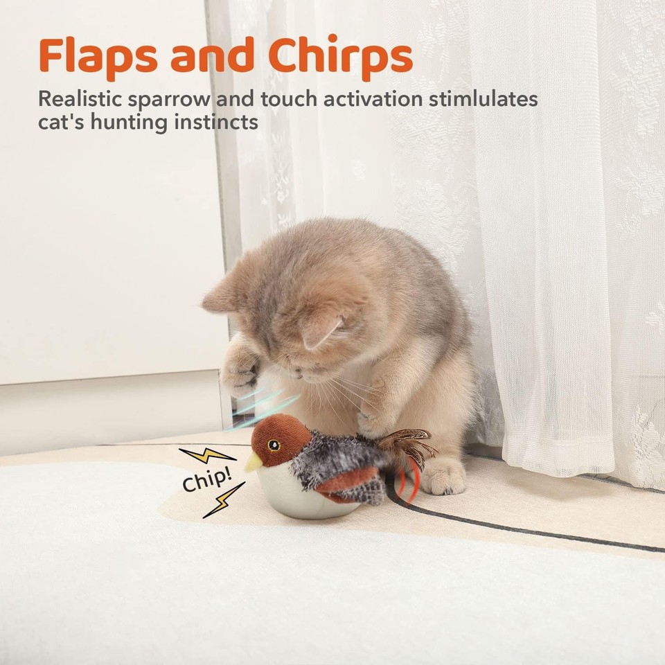 Potaroma Cat Toys Rechargeable Flapping Bird Sparrow 4.0 Inches, Multi ...