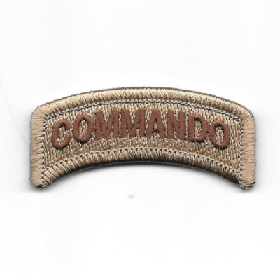 Tan Commando Tab Patch Embroidered Desert Fits For VELCRO® BRAND Loop ...