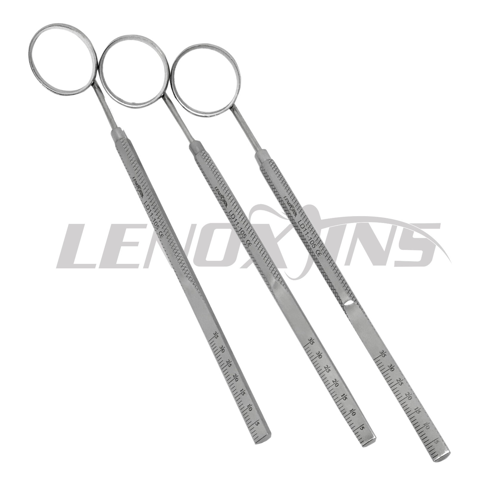 3x Dental Mouth Mirror Handle With Ruler With #4, 22MM Regular Mirror ...