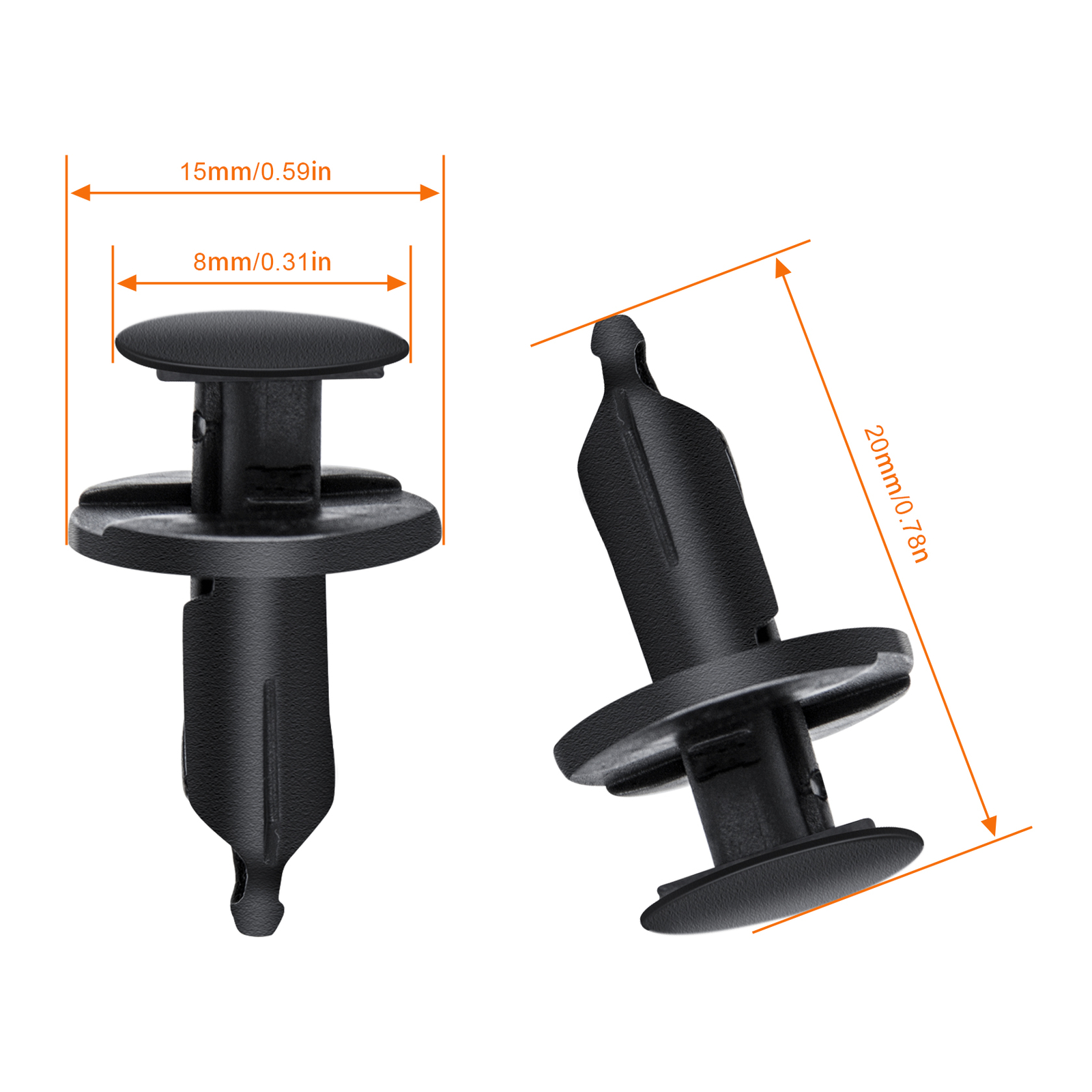 120pcs Nylon Push Type Retainer Clips For 8mm Hole GM 21030249 Chrysler ...