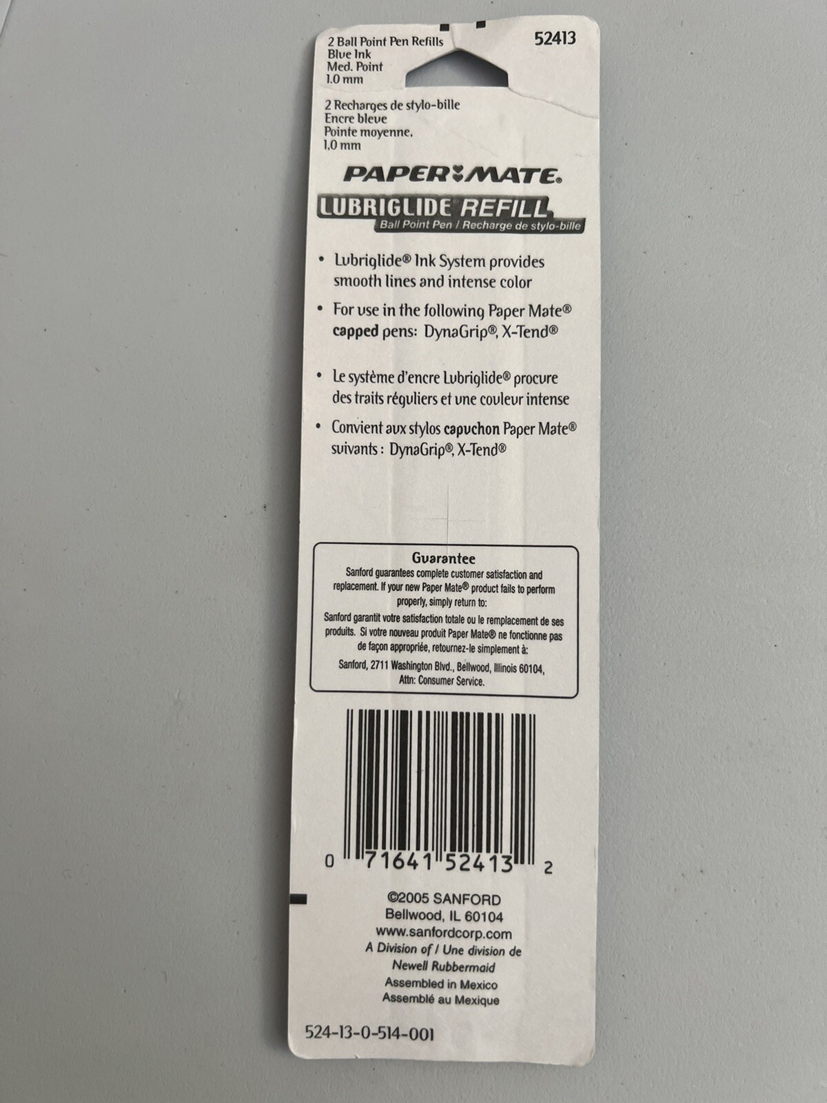Papermate Ballpoint Pen Refill Lubriglide 52413 Blue 1.0 M 2005 NOS 2 ...