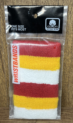 NEW Wristbands 2-Pack Sweatbands Vintage NOS Cotton Sealed Red/Yellow ...