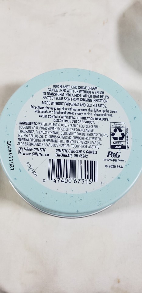 2 Ct Gillette 5 Oz Planet Kind Protective Shave Cream With Cucumber ...