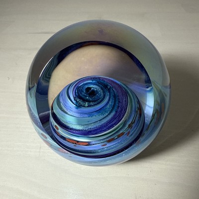 Blue Planet Glass Eye Studios (GES) Celestial Art Glass Paperweight 3 ...