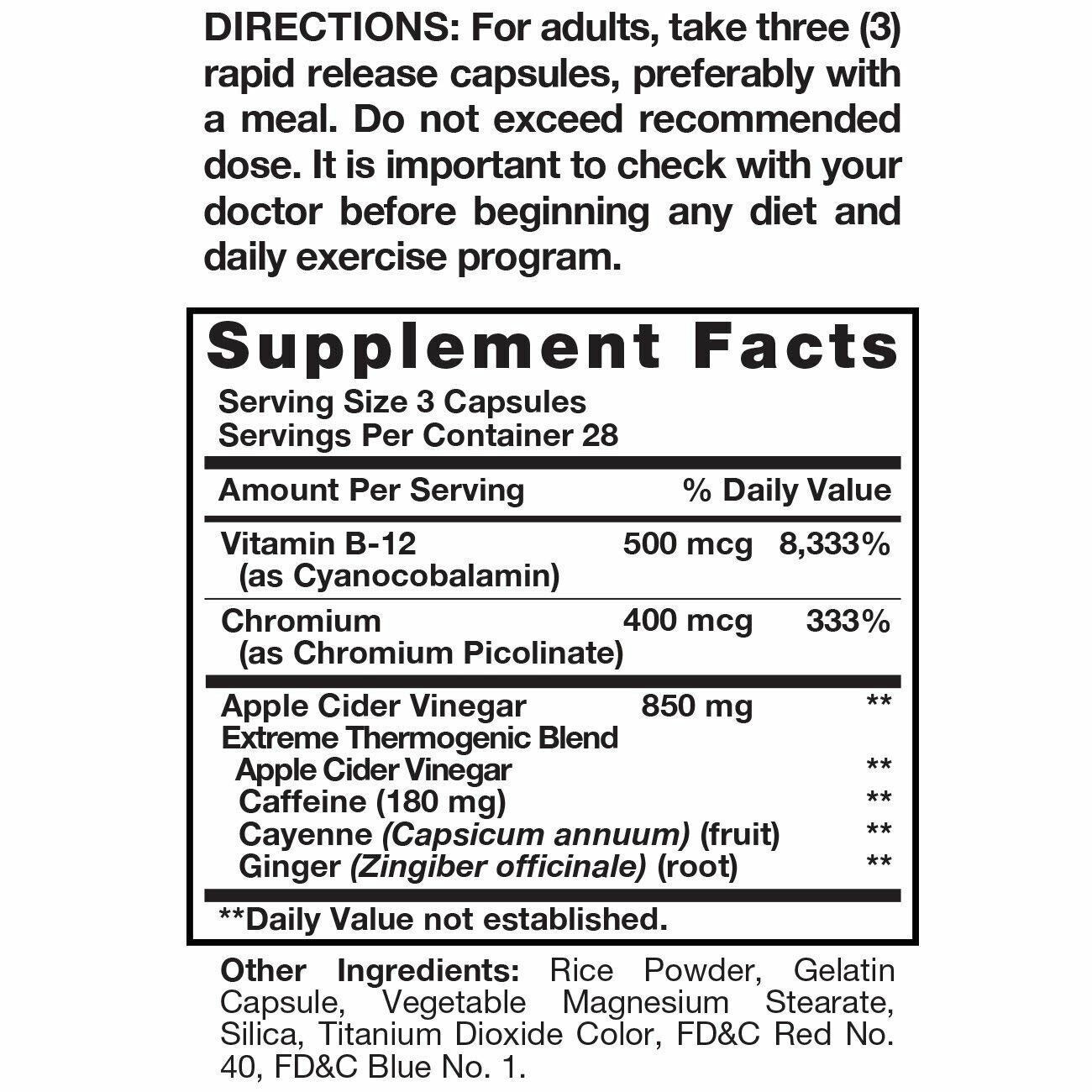 Ultra Apple Lean Cider Vinegar Diet Plan Rapid Release Capsules 101 ...