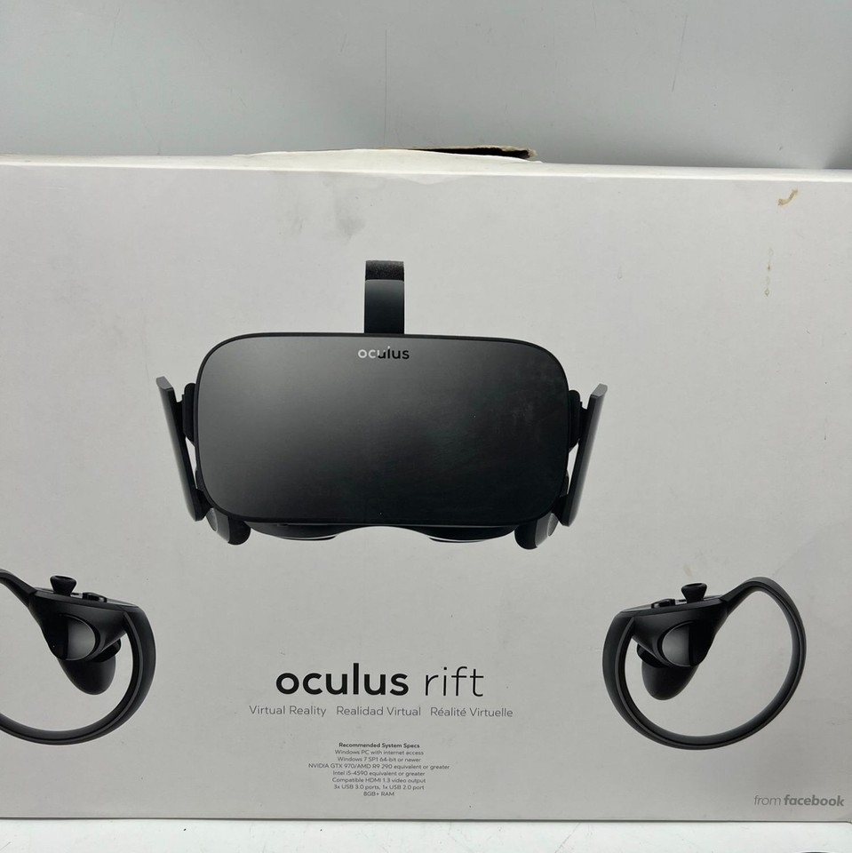NIB Oculus Rift Virtual Reality Headset w/ Touch Controllers & Sensors ...