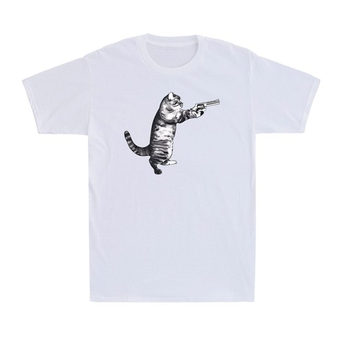 Gun Cat Funny Cat Kitten Gangster Meme Gift Ideas Tee Men's T-Shirt ...