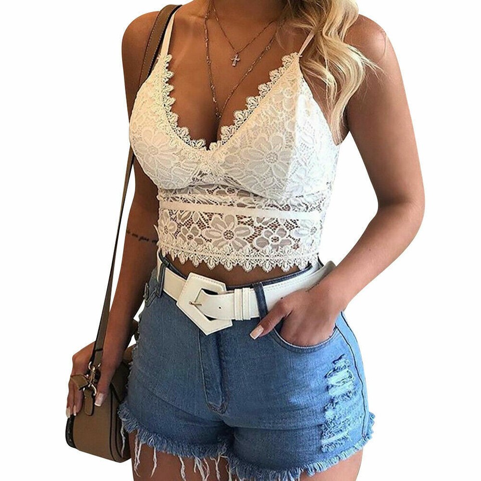 Women Ladies Sexy Lace Bustier Crop Tops Bra Vest Bralette Camisole Tank | eBay