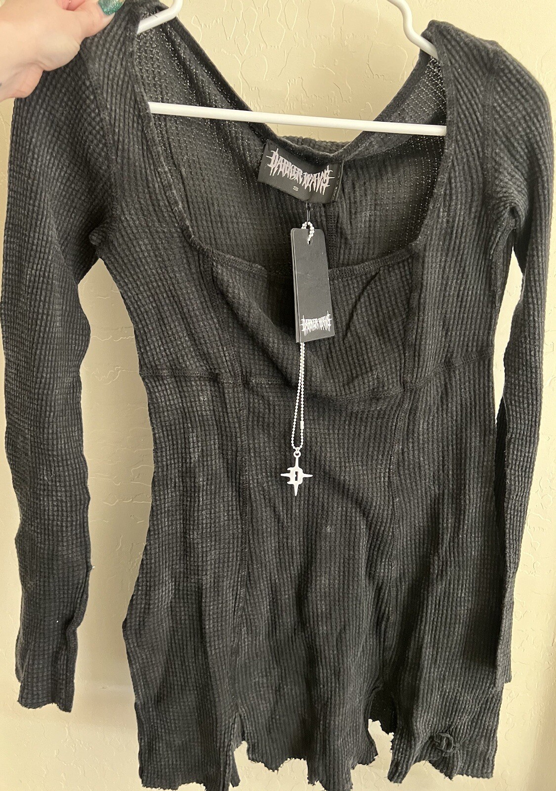 Darker Wavs Dolls Kill BNWT Fader Thermal Long Sleeve Dress Size Small ...