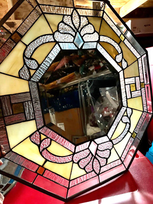 Elegant 21 Inch Octagon-Stained Glass Large Mirror Panel Real Glass | eBay