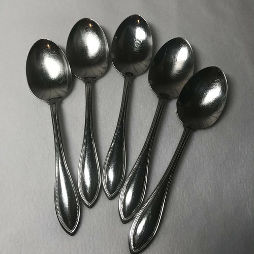 Oneida stainless Arbor American Harmony Set 5 Soup Spoons 18/8 beaded ...