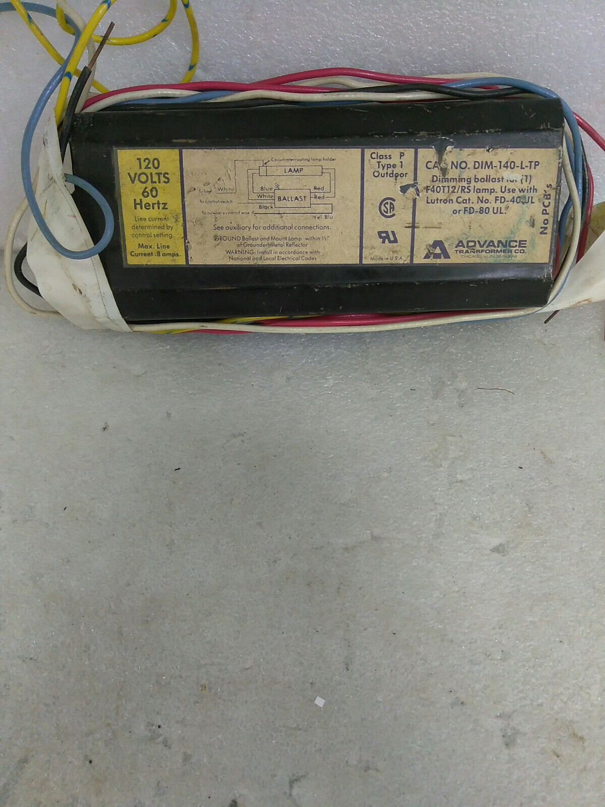 Advance DIM-140-L-TP Transformer Ballast(55C1) for sale online | eBay