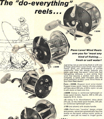 1970 PENN WIND Reels Print Ad 309M, 209M, 9, 109, AND 350 MODEL VINTAGE ...