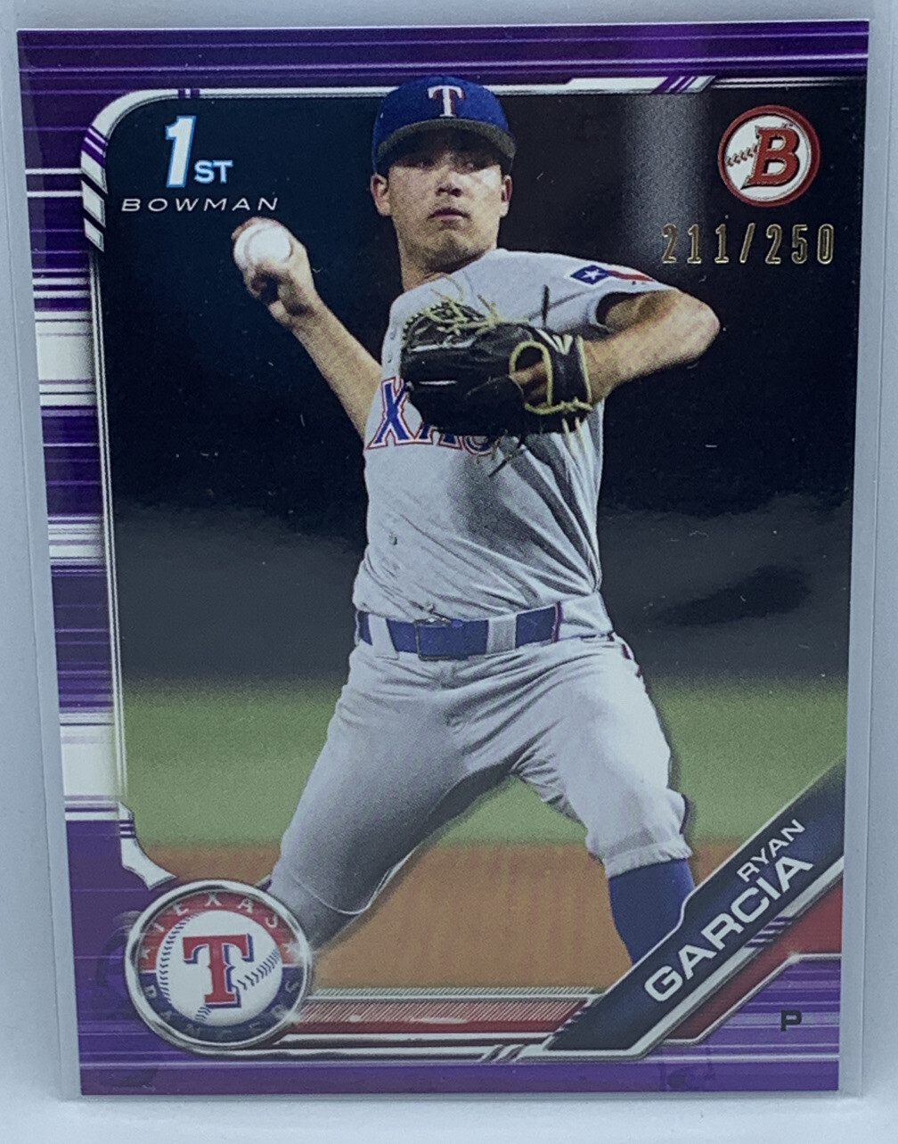 2019 Bowman Paper Ryan Garcia Rangers 1st Prospect Purple 211/250 Non ...