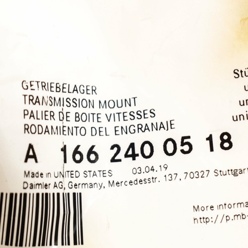 OEM MERCEDES-BENZ GL X164 TRANSMISSION MOUNT A1662400518 1662400518 ...