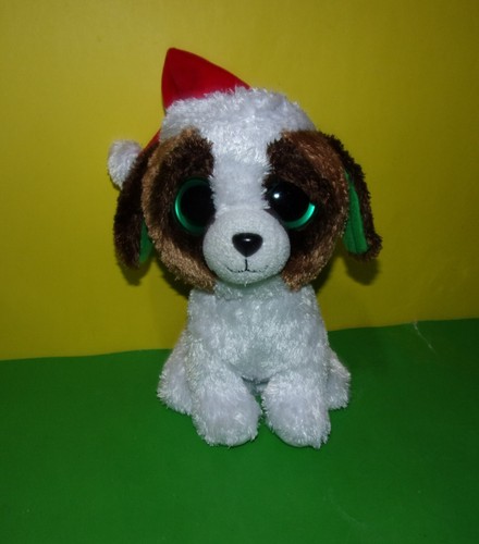 Ty Beanie Boos PRESENTS the Santa Dog Medium Size 9" Solid Eyes Purple ...