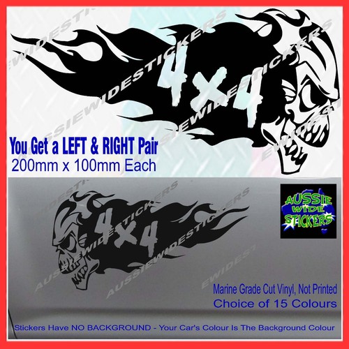 Viny Car 4X4 Stickers Accessories Flaming Skull 4WD Ute Wagon Bullbar ...
