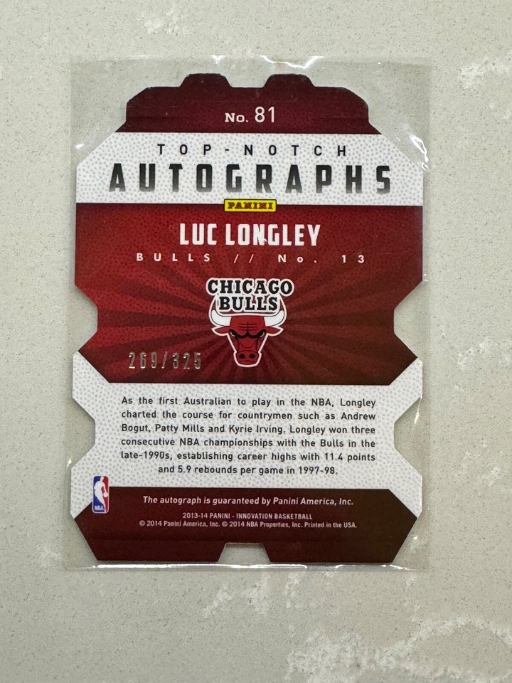 2013-14 Innovation Luc Longley */325 Top Notch Autograph #81 Legend ...