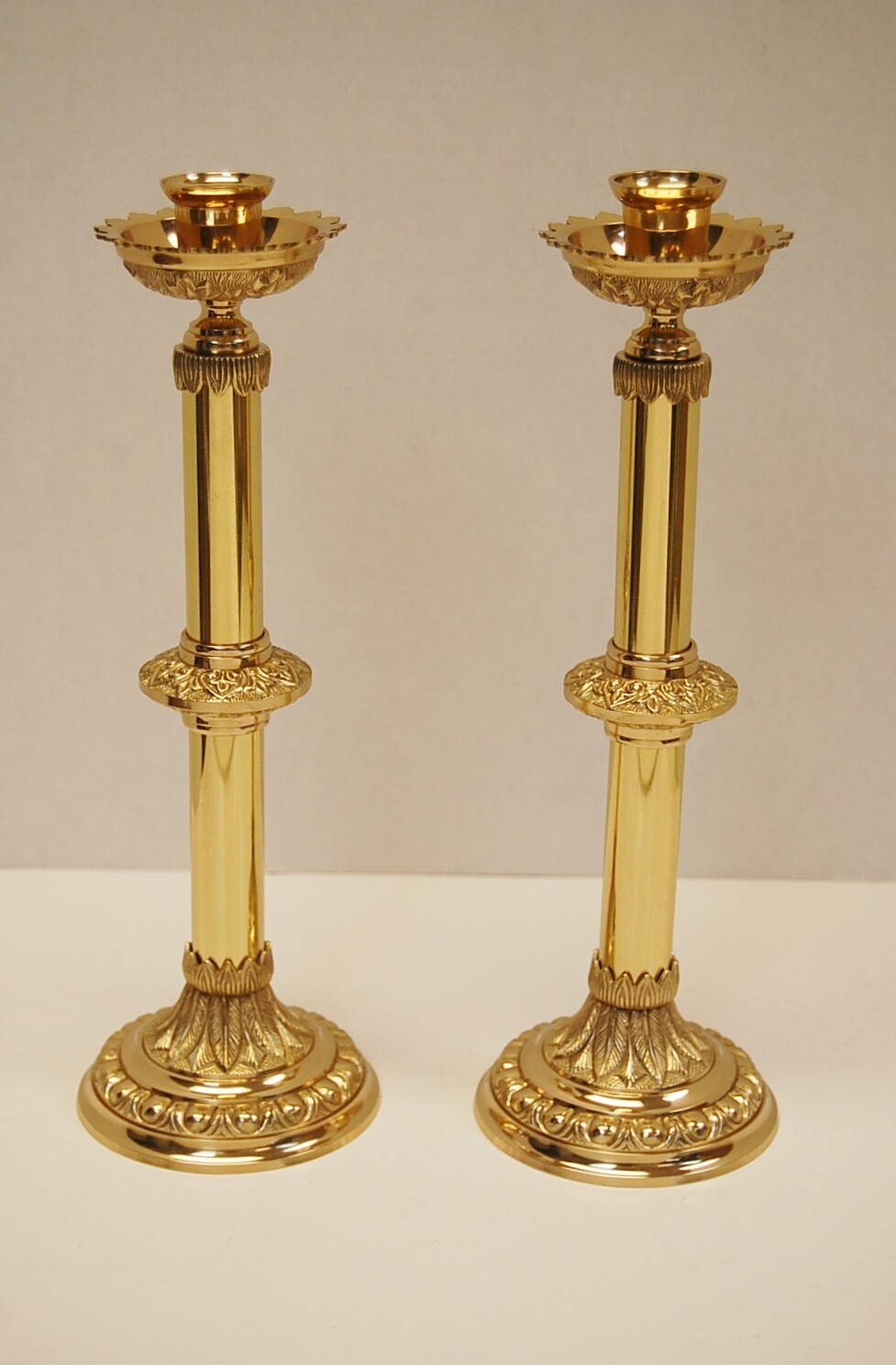 New PAIR OF 12" CHURCH /CHAPEL ALTAR CANDLESTICKS WITH SMOOTH STEMS ...